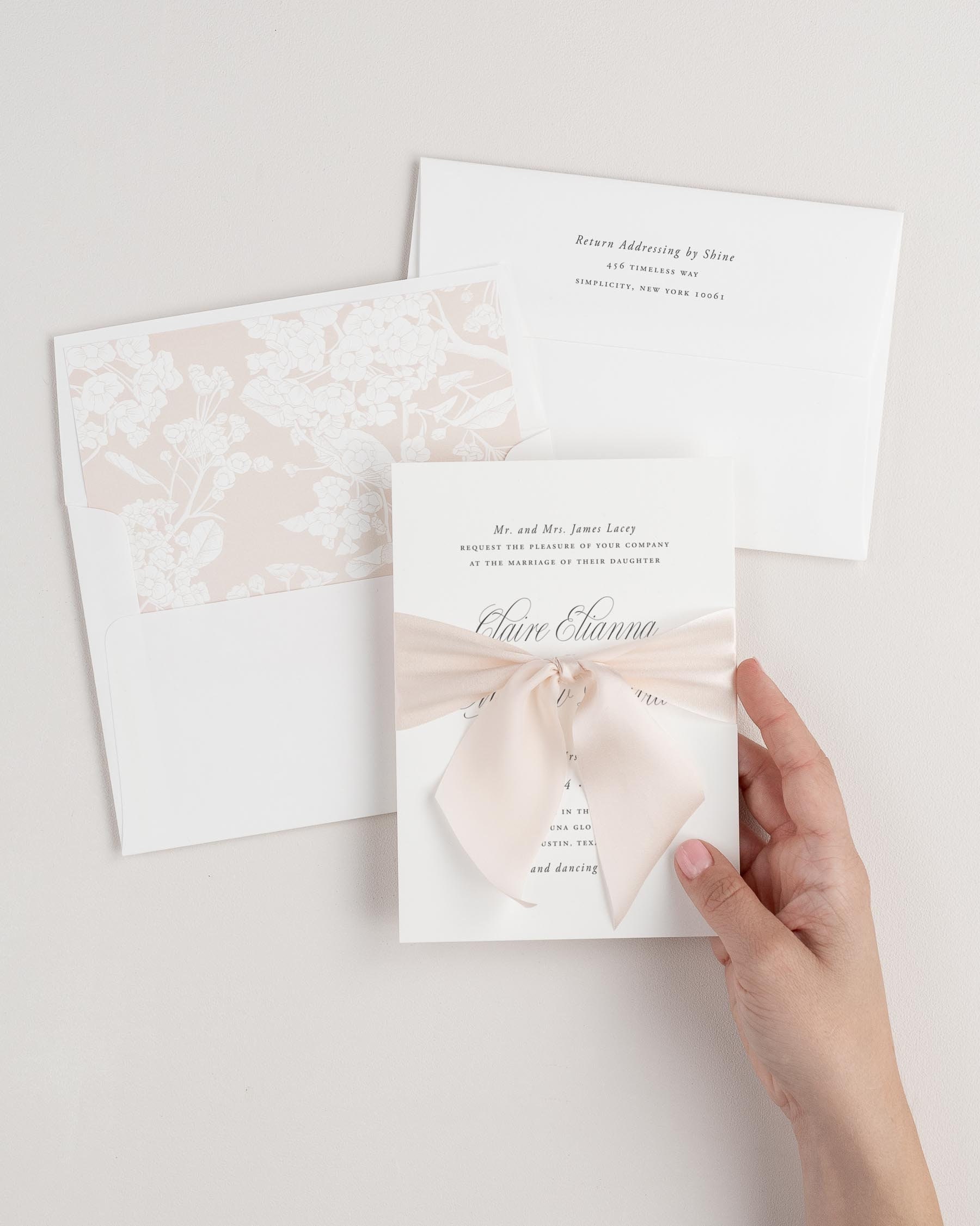 Simple Wedding Invitations With Ribbon