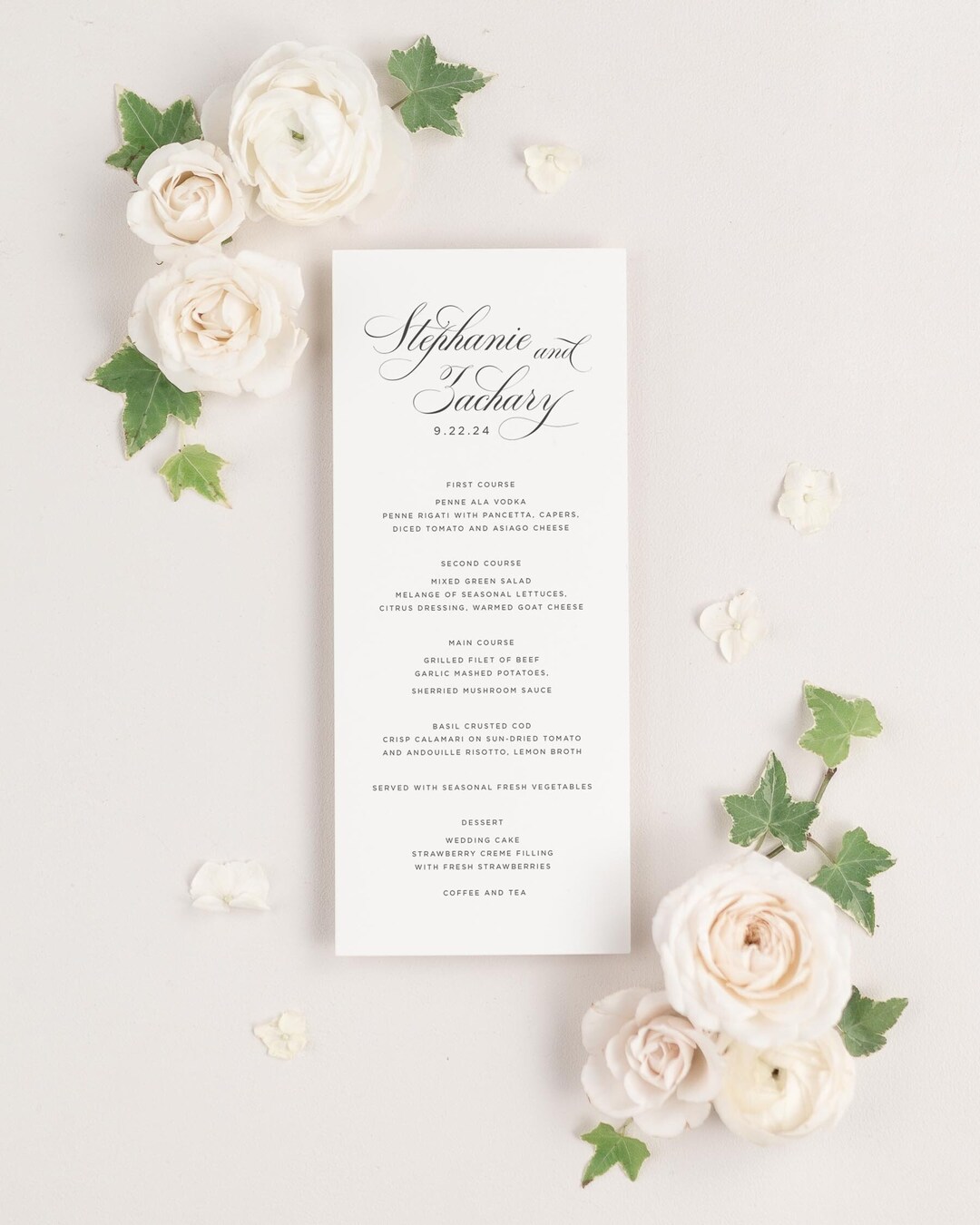 Elegant Script Wedding Menus: Classic Dinner Party Stationery - Etsy