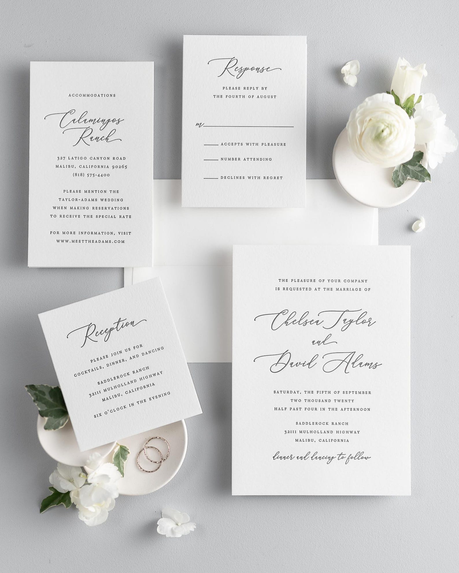 Chelsea Letterpress Wedding Invitation Sample: Script, Classic, Formal ...