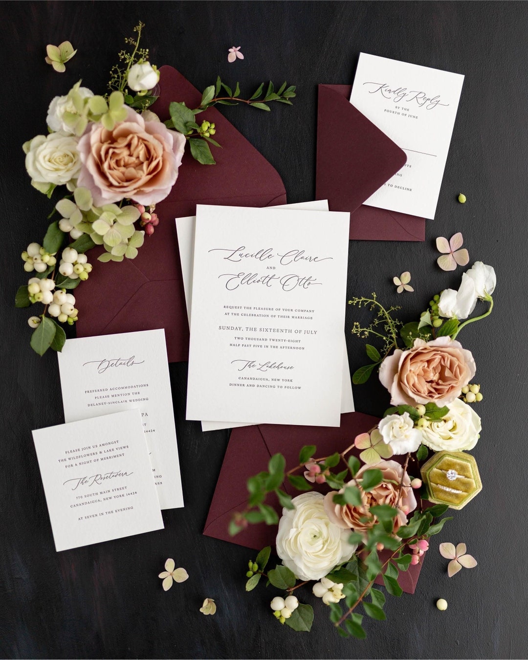 Dark Red Wedding Invitations Burgundy Wedding Invitation Choice of ...