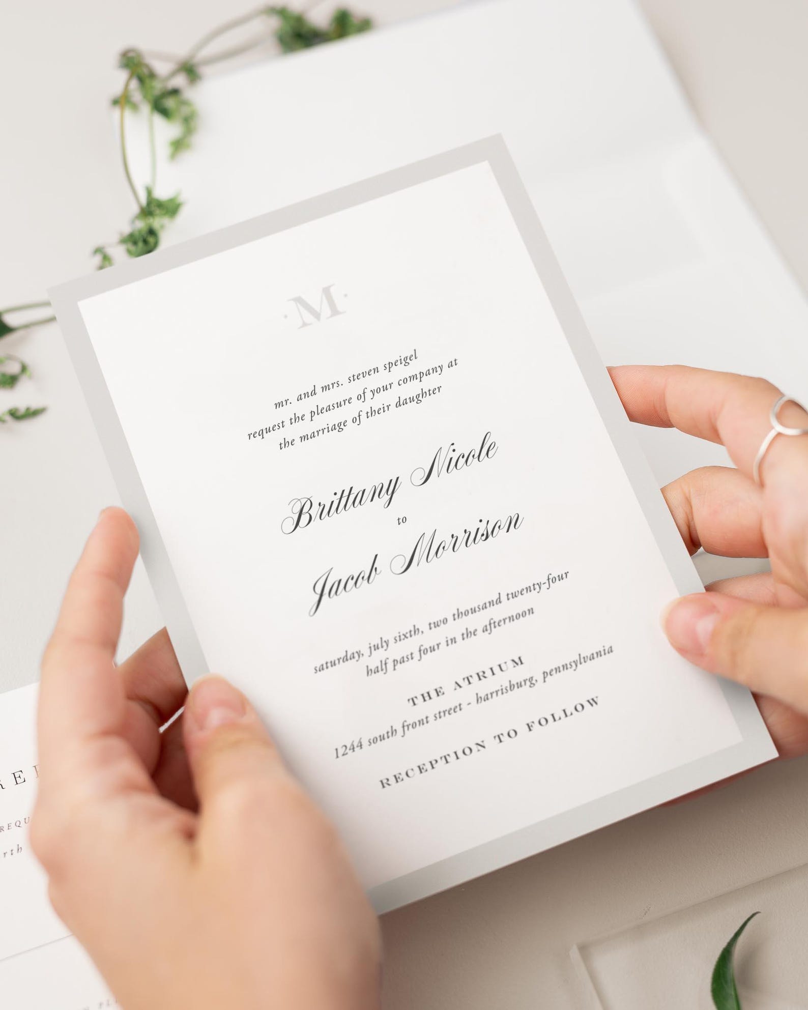 Monogram Wedding Invitations With Ribbon: Printed to Order - Etsy