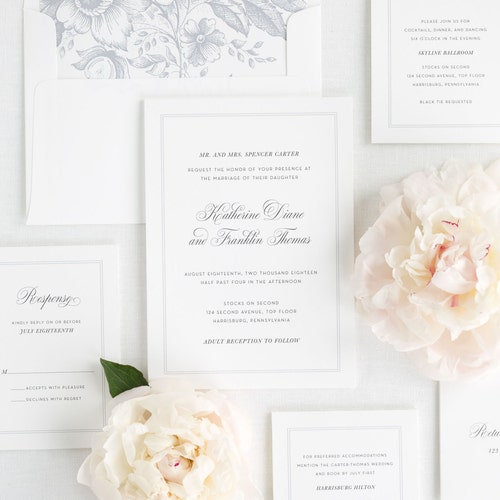 Modern Classic Wedding Invitations Traditional Wedding - Etsy