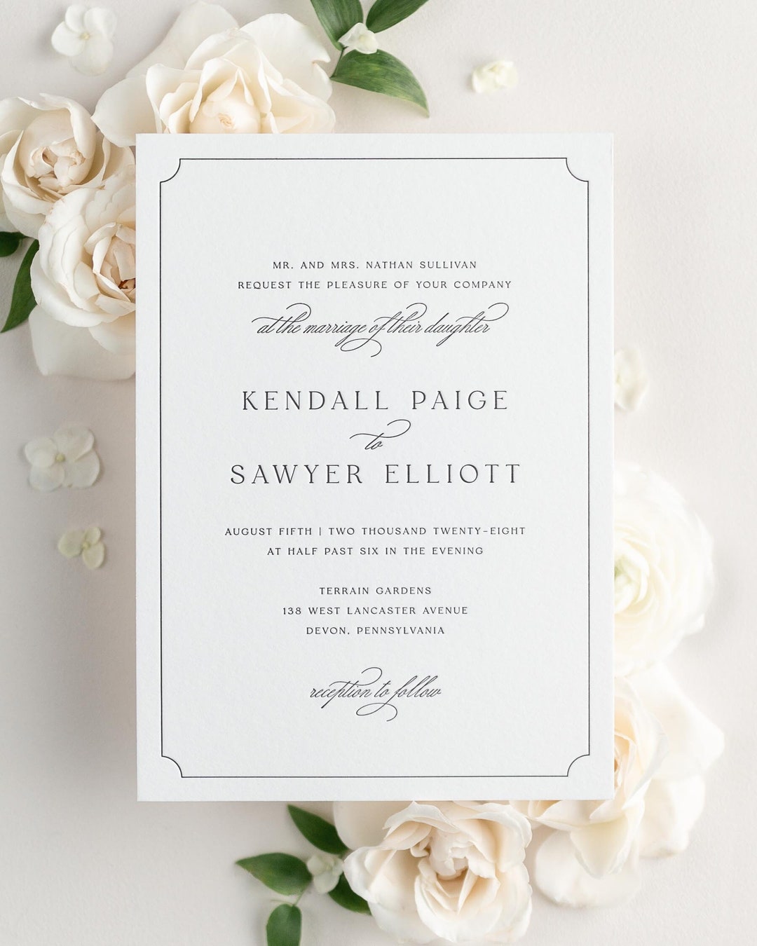 Kendall Letterpress Wedding Invitations - Deposit - Script Invite ...