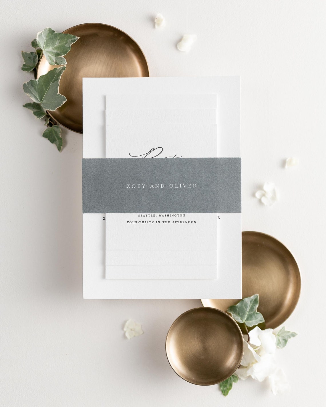 Zoey Letterpress Wedding Invitations: Classic Script, Large Names - Etsy
