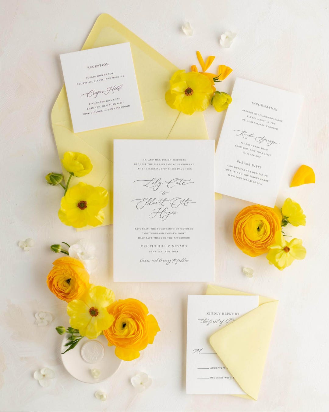 Pale Yellow Wedding Invitations | Custom Printed | Choice of Printing ...