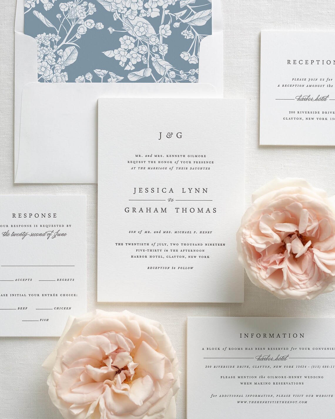 Jessica Letterpress Wedding Invitations Deposit | Etsy