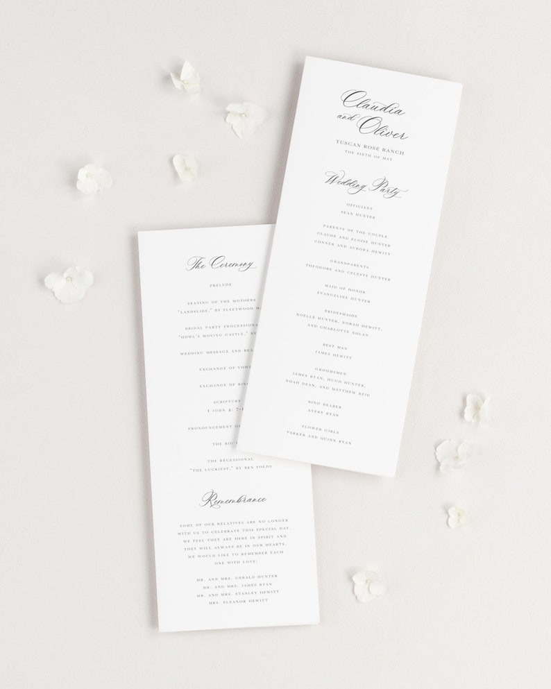 Claudia Wedding Program: Calligraphy Script, Customizable Colors - Etsy