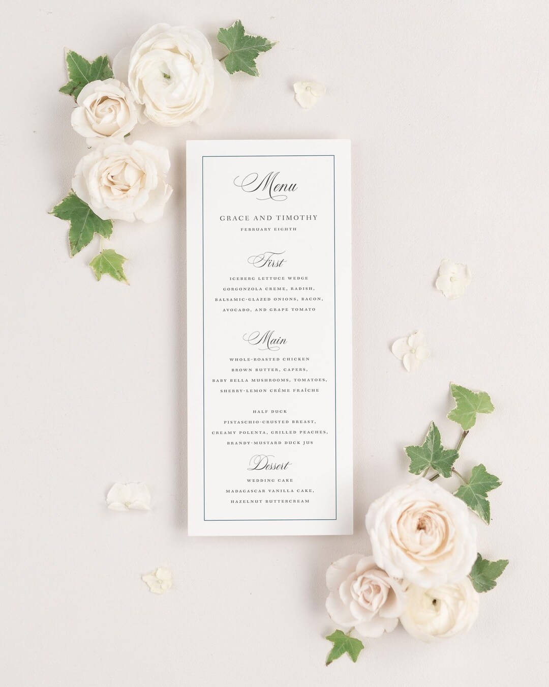 Grace Dinner Menus - Wedding Menus - Event Menus - Etsy