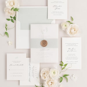 Phoebe Wedding Invitation Sample: Classic Script With Ribbon - Etsy