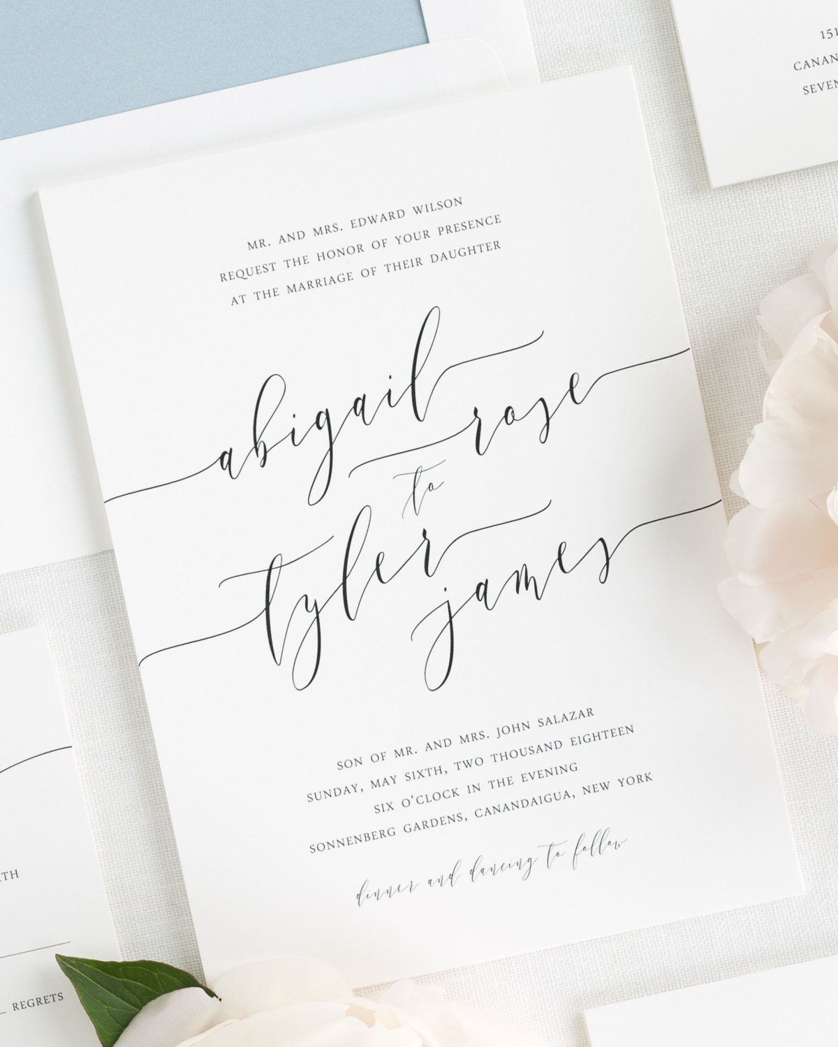 Romantic Calligraphy Wedding Invitations Sample - Etsy