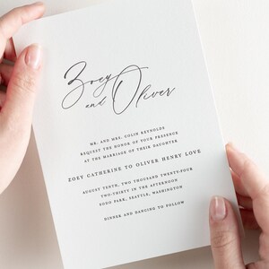 Zoey Letterpress Wedding Invitations - Sample - Script Invite ...