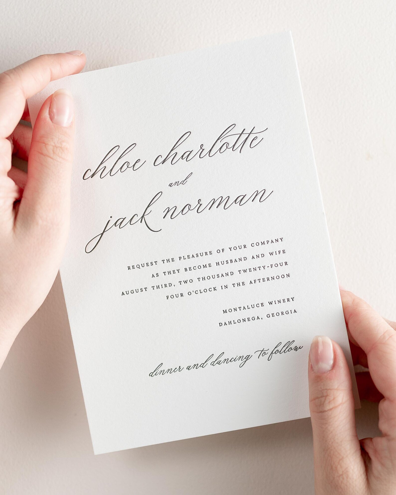 Chloe Letterpress Wedding Invitation Sample: Script, Modern, Classic - Etsy