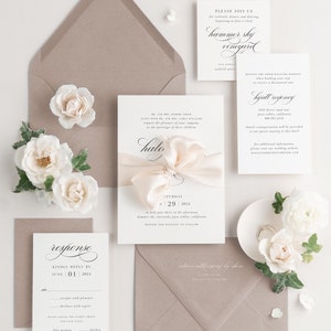 Haley Letterpress Wedding Invitations - Sample - Custom Styling, Script ...