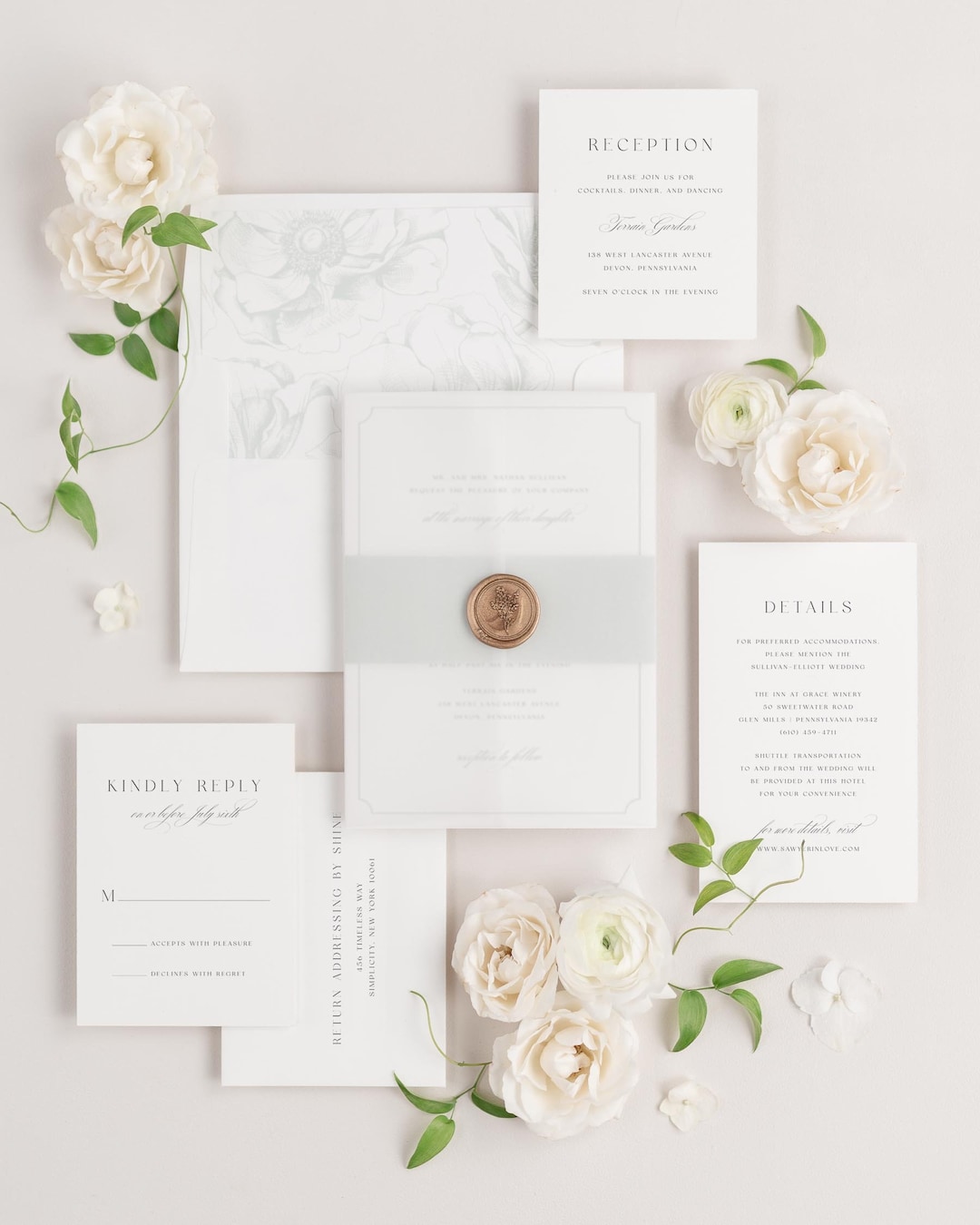 Kendall Wedding Invitations - Sample - Script Invite, Serif, Border ...