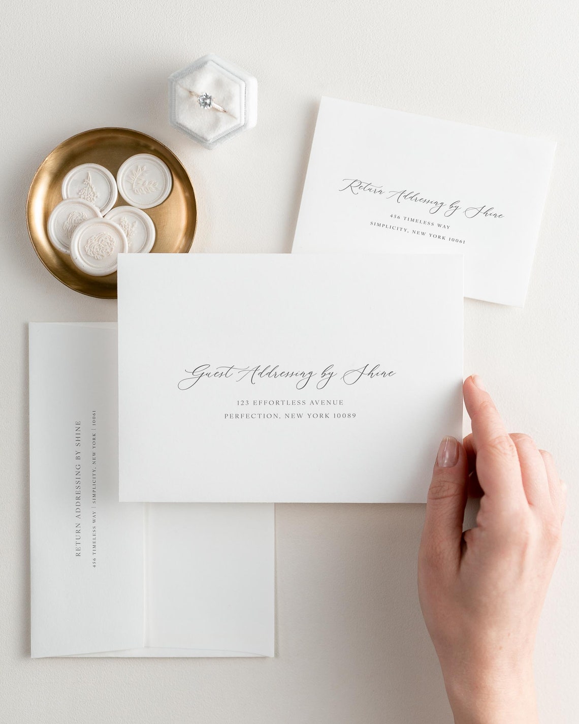 Lily Letterpress Wedding Invitations: Script Calligraphy, Ribbon Detail ...