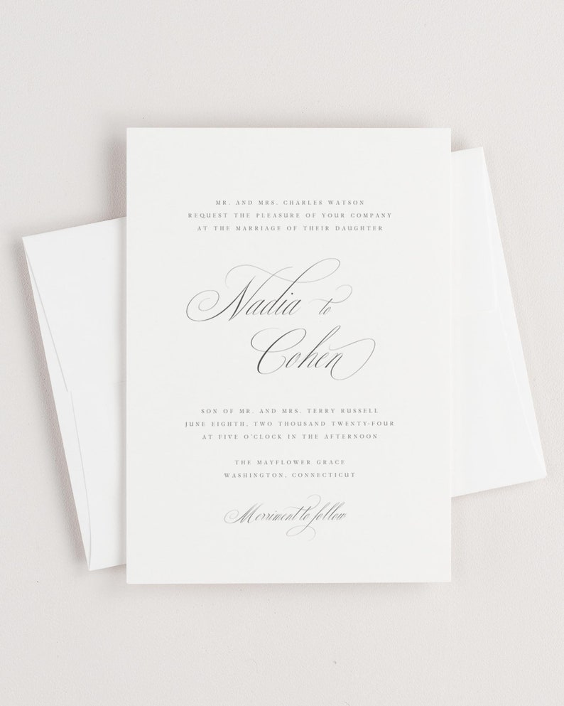 Nadia Vellum Wedding Invitations Deposit - Etsy
