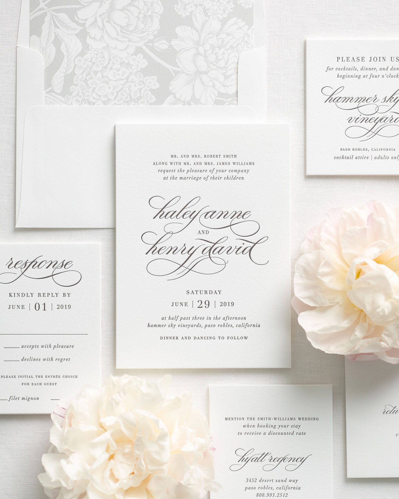 Haley Letterpress Wedding Invitations Sample | Etsy