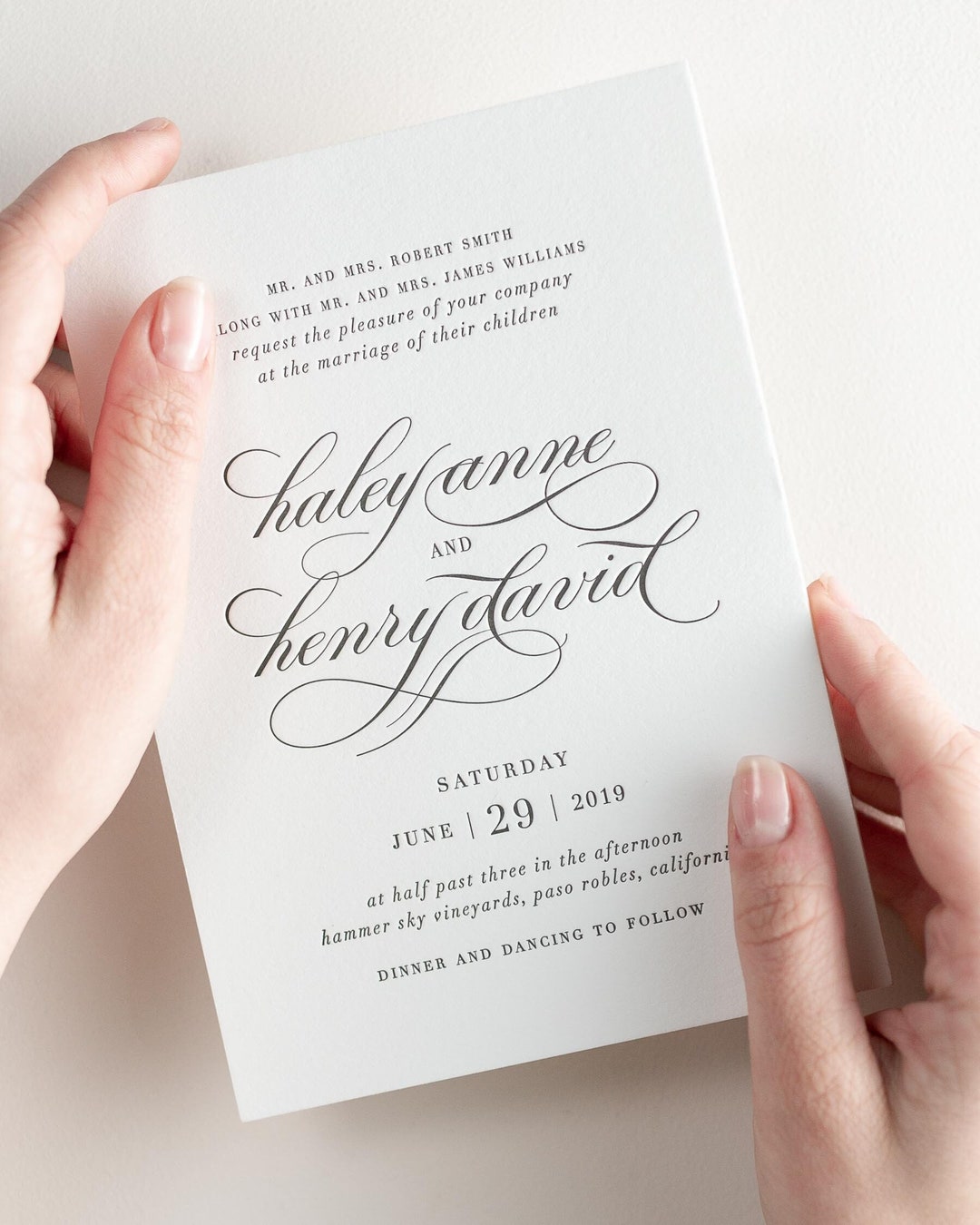 Haley Letterpress Wedding Invitations Sample Custom - Etsy