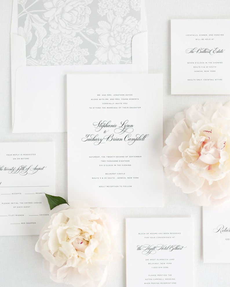 Delicate Elegance Wedding Invitations Sample | Etsy