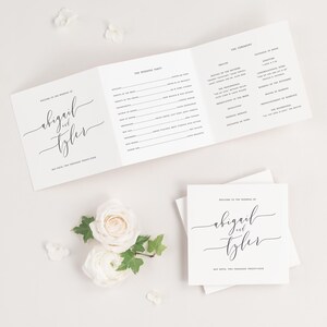 Romantic Calligraphy Wedding Programs - Deposit - Ceremony Program - Event Program - Booklet ...