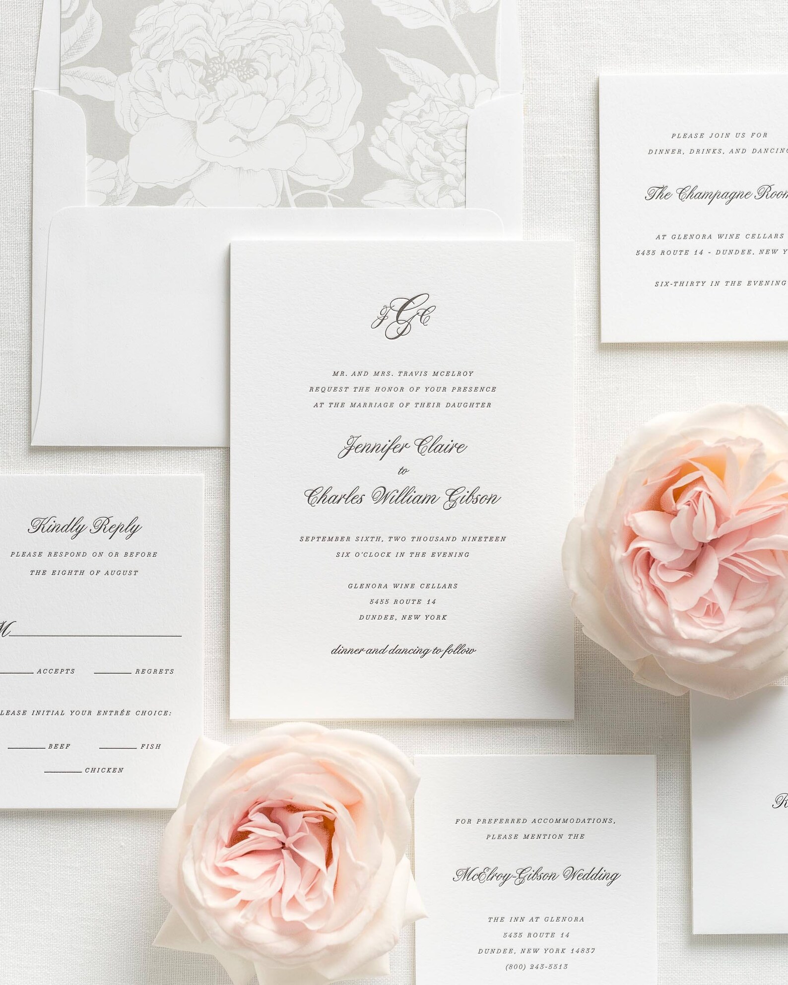 Jennifer Letterpress Wedding Invitations Sample - Etsy