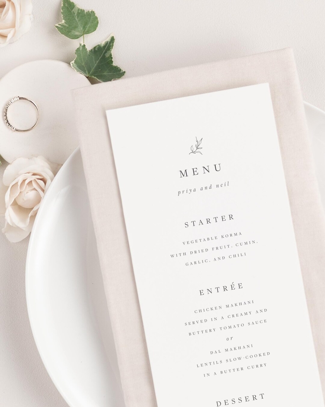 Elegant Wedding Dinner Menus: Priya Serif Font - Etsy