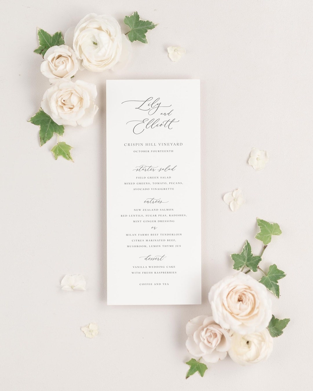 Lily Dinner Menus - Wedding Menus - Event Menus - Etsy