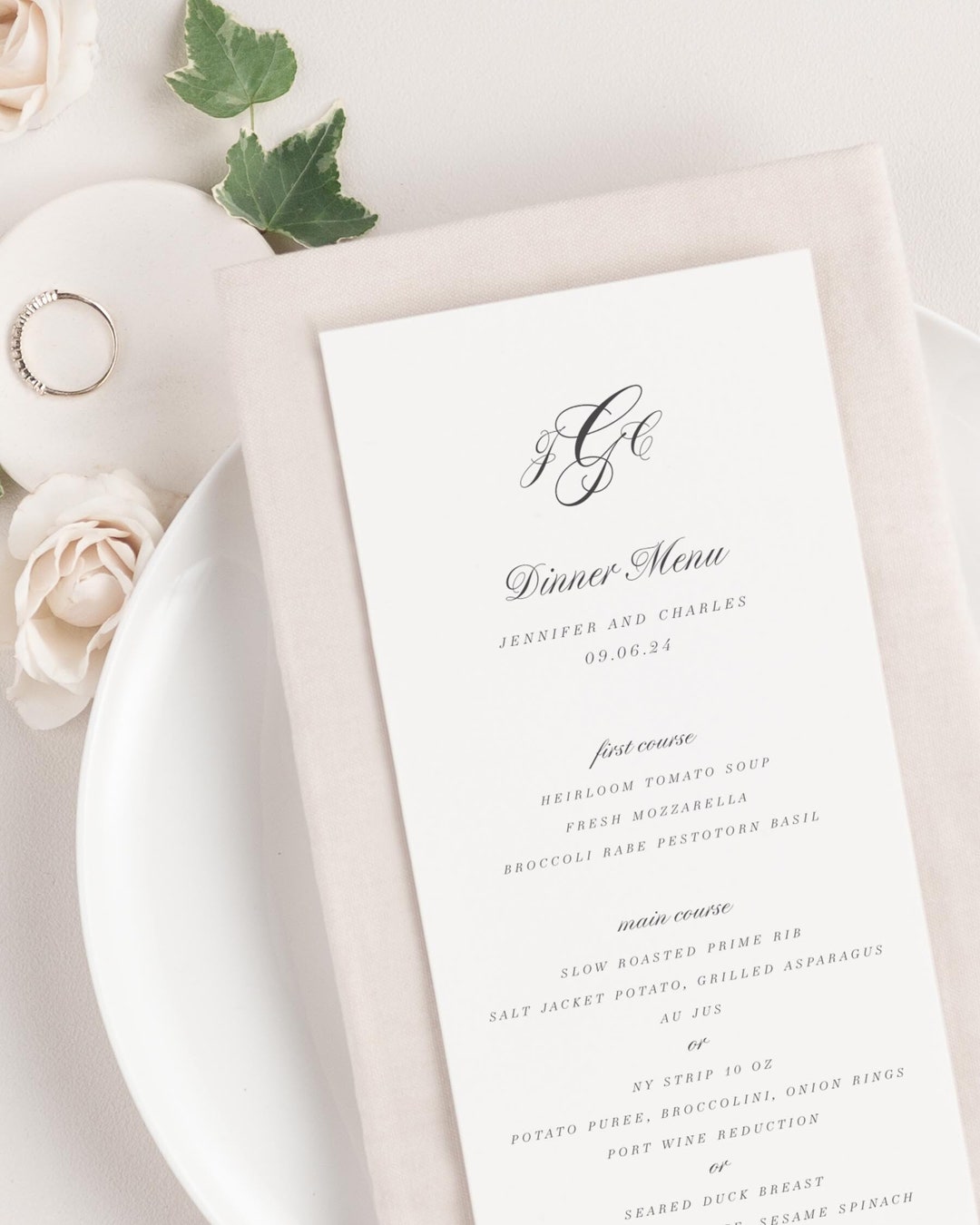Jennifer Dinner Menus - Wedding Menus - Event Menus - Etsy