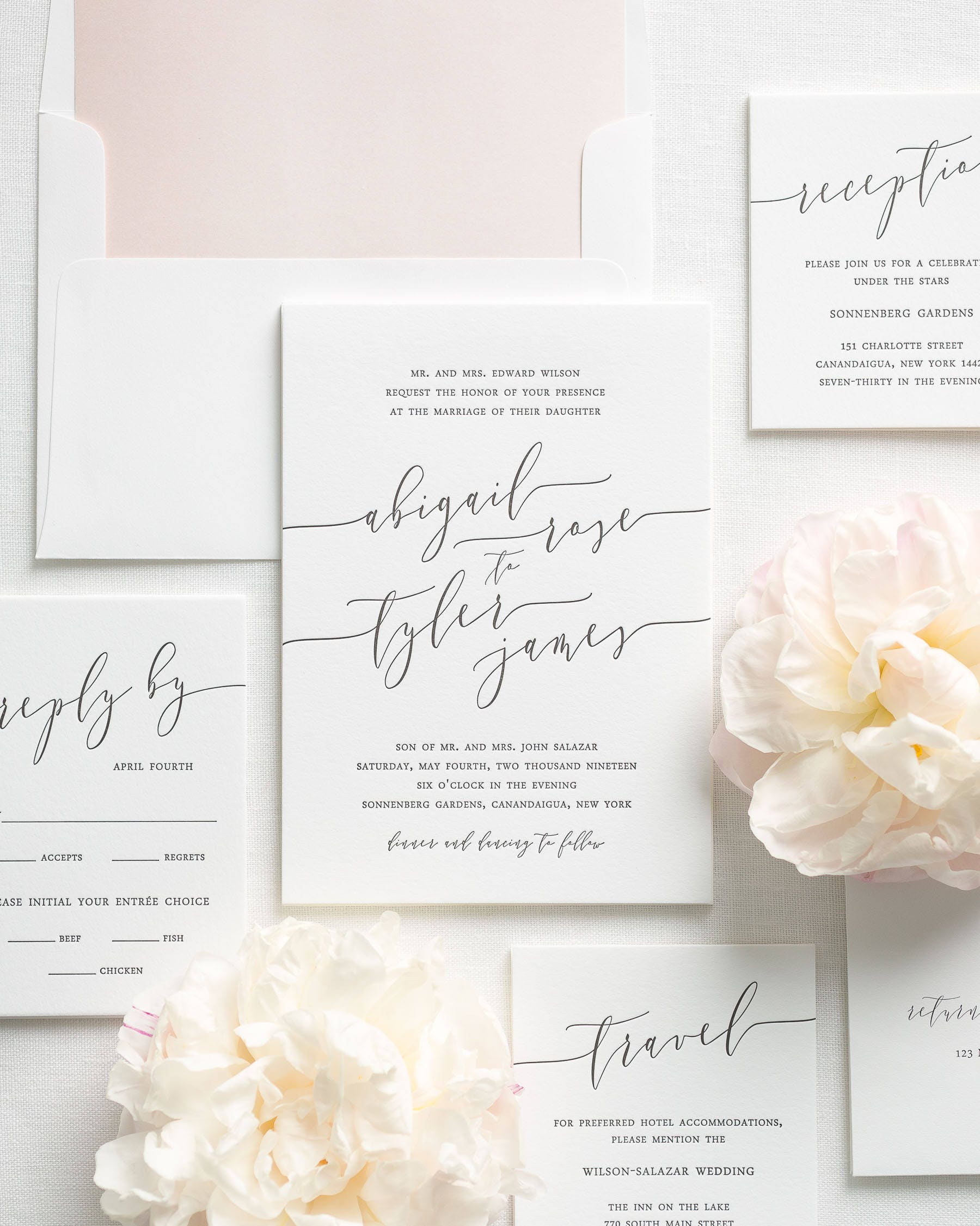 Romantic Calligraphy Letterpress Wedding Invitations Deposit | Etsy