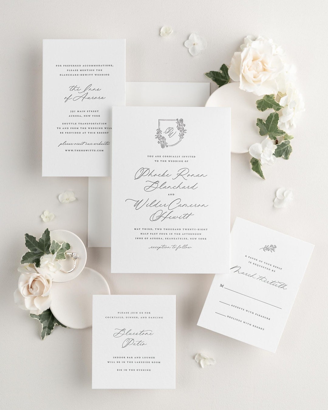 Phoebe Letterpress Wedding Invitations - Deposit - Script Invite ...