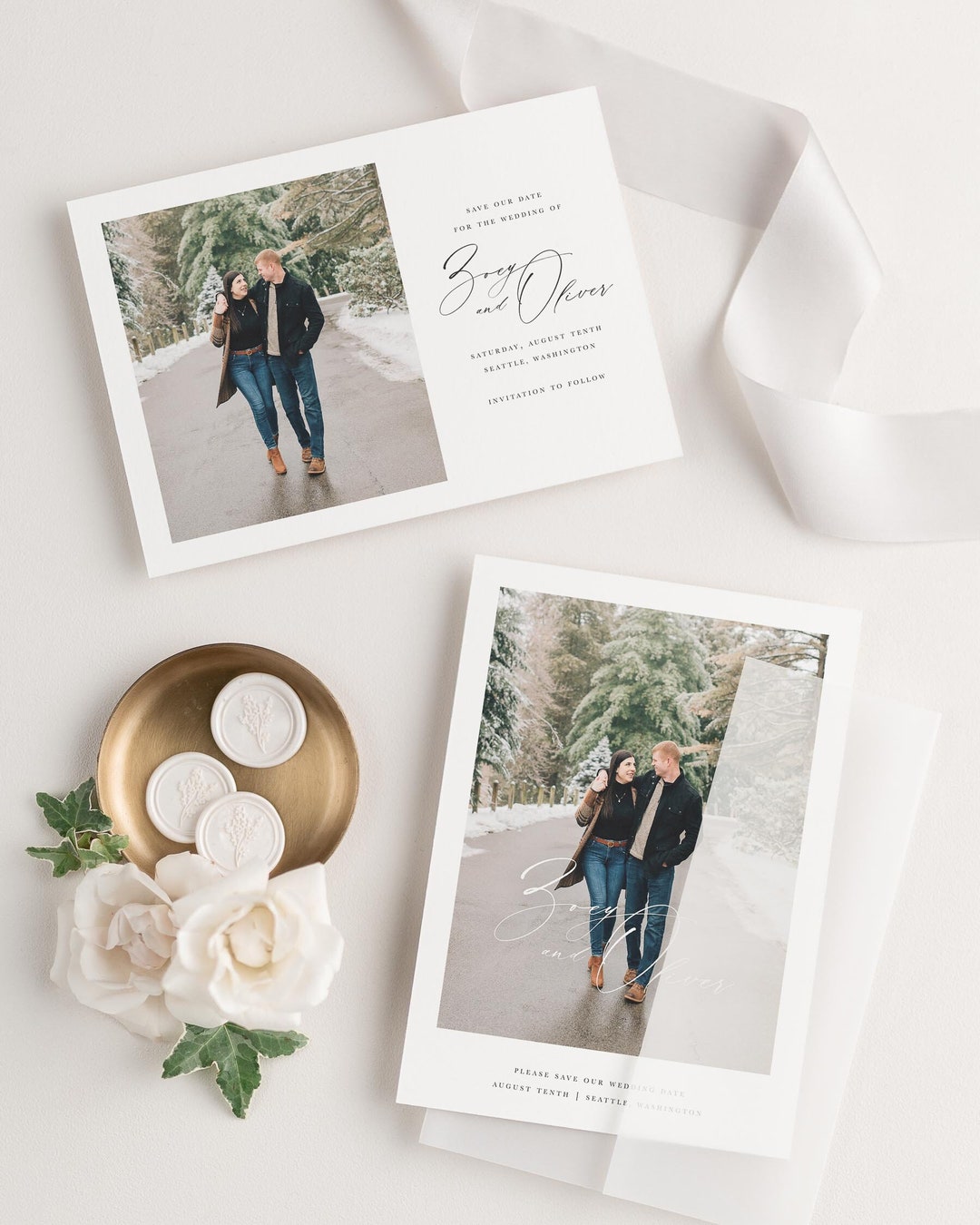 Photo Save the Date Cards - Zoey Save the Date - Deposit - Wedding Save ...