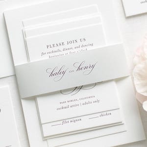 Haley Letterpress Wedding Invitations Sample | Etsy