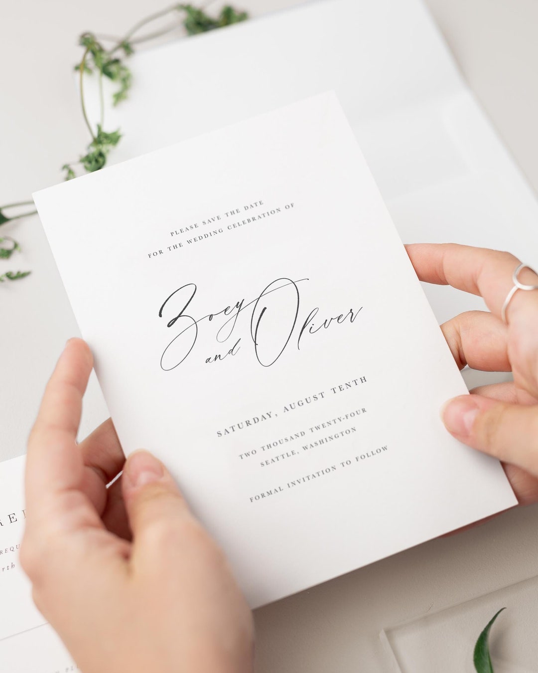 Zoey Calligraphy Save the Date Cards: Simple Wedding Photo Card - Etsy