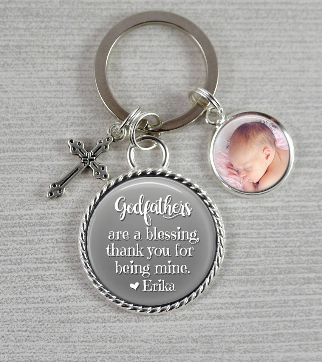 Godfather Gift, Keychain for God Father, Custom Key Chain, Christening ...
