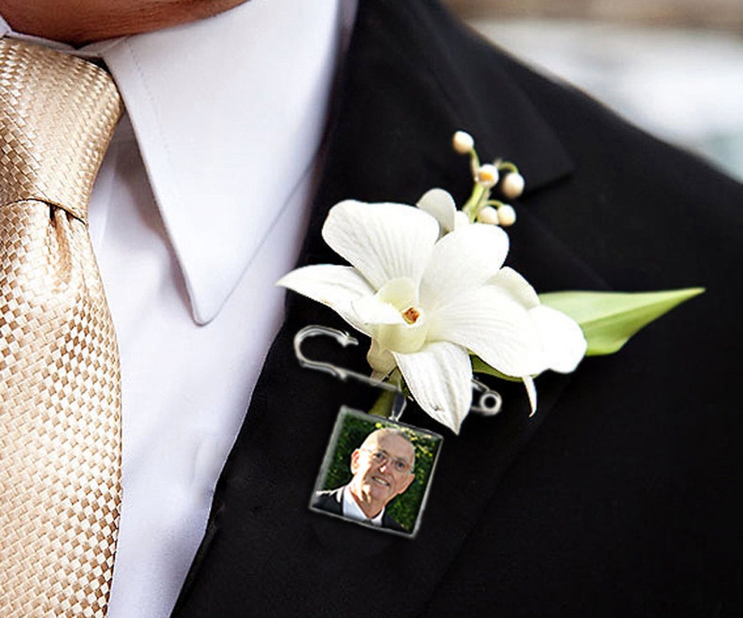 Boutonniere Charm Lapel Pin Custom Photo Memory Wedding Charm - Etsy ...