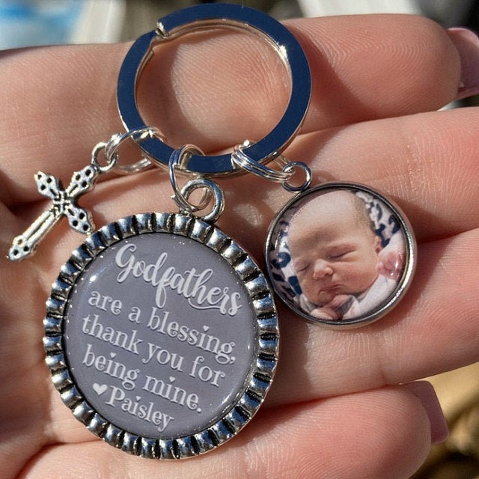 Godfather Gift, Keychain for God Father, Custom Key Chain, Christening ...