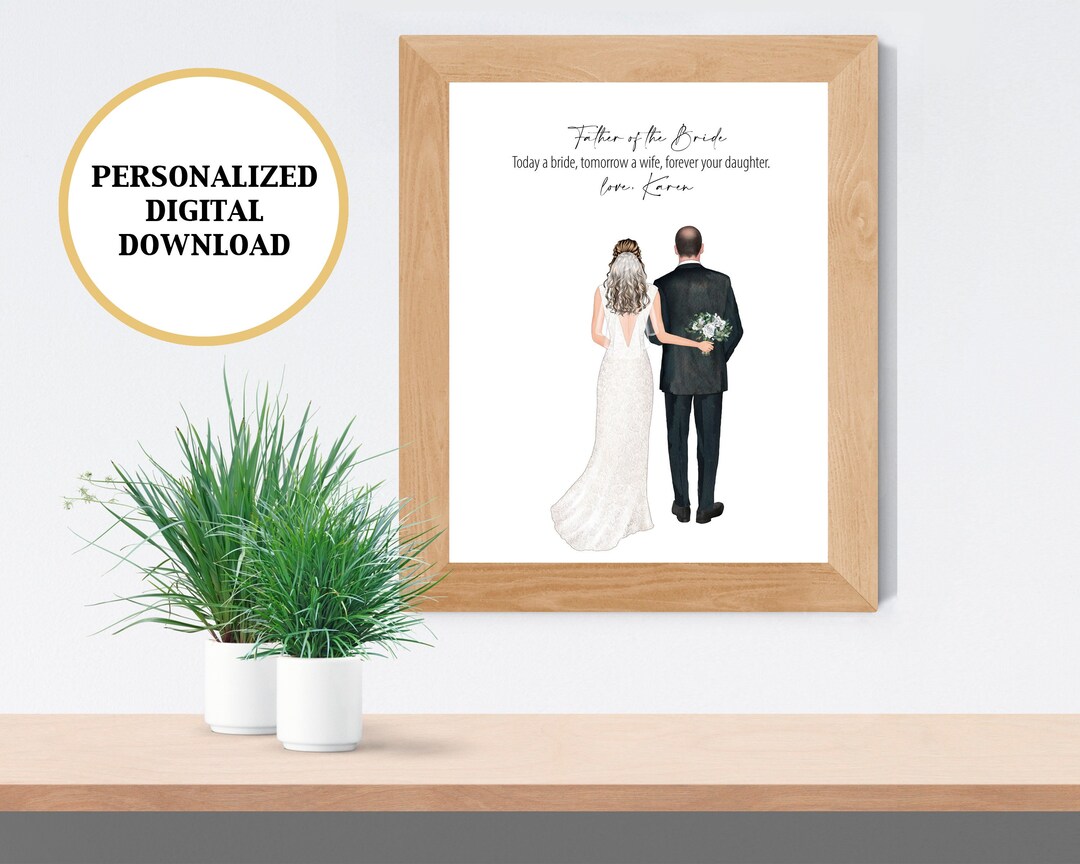 Father of the Bride Gift, Bride and Dad Custom Print, Wedding Portrait ...