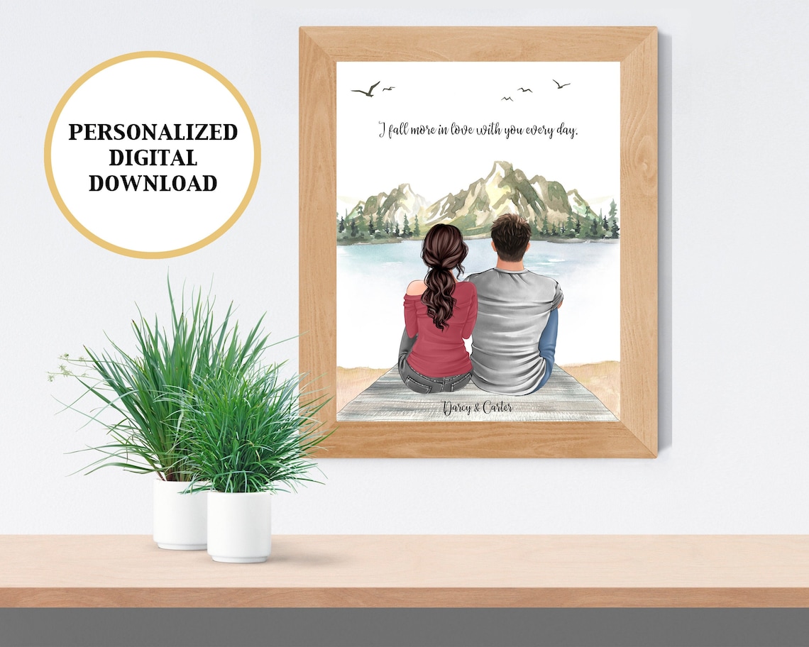 Couples Custom Gift Personalized Print Engagement or | Etsy