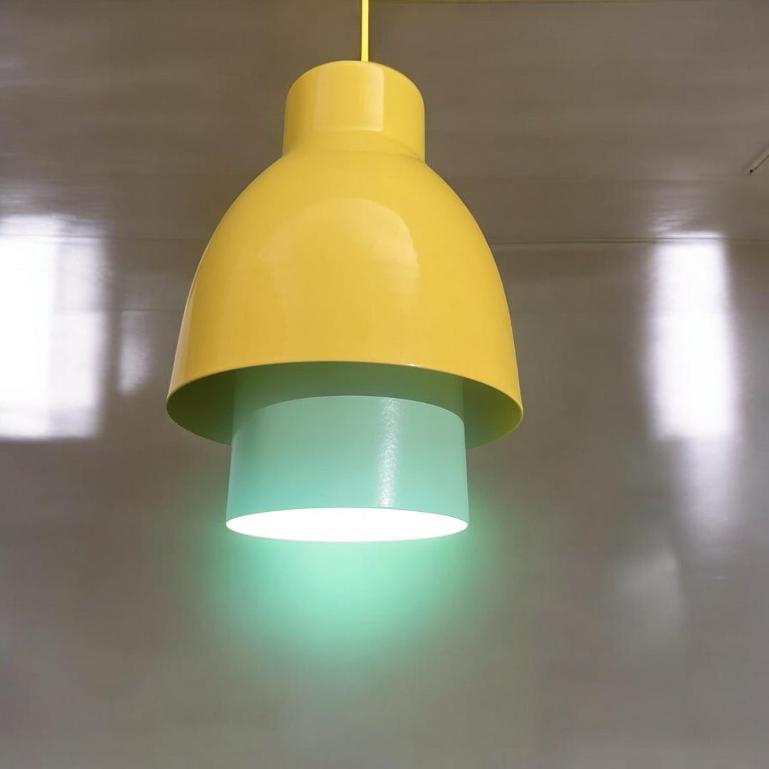 Modern Two-tone Ceiling Light Mint Green & Yellow Pendant Lamp ...