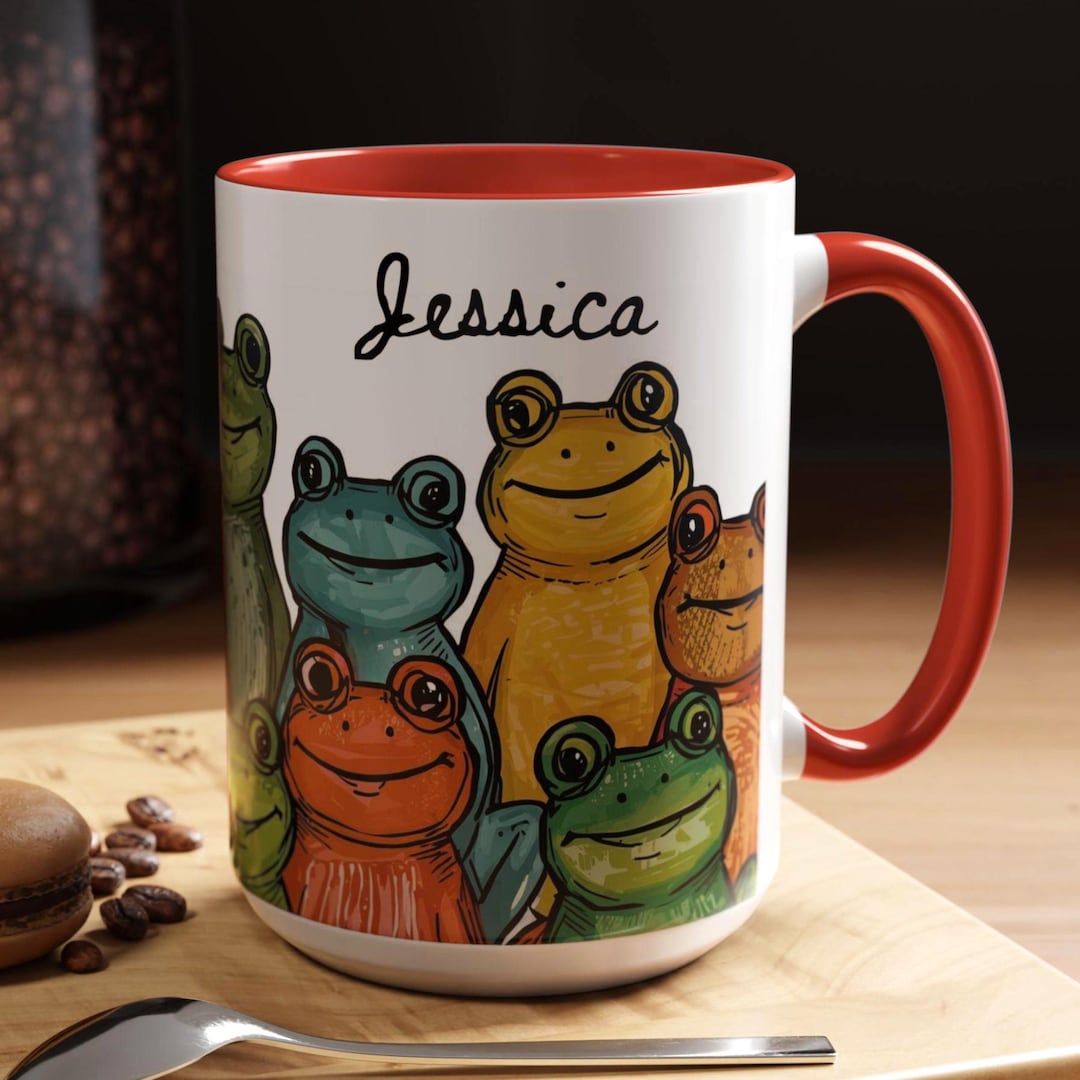 Personalized Frog Coffee Mug, Whimsical Animal Art Gift - Etsy