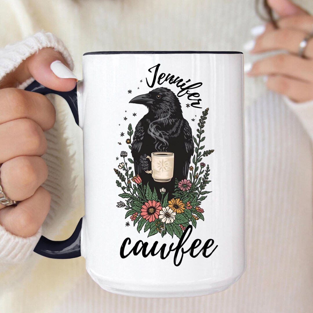 Personalized Raven Mug | Accent Coffee Mug, Gothic Bird Lover Gift - Etsy