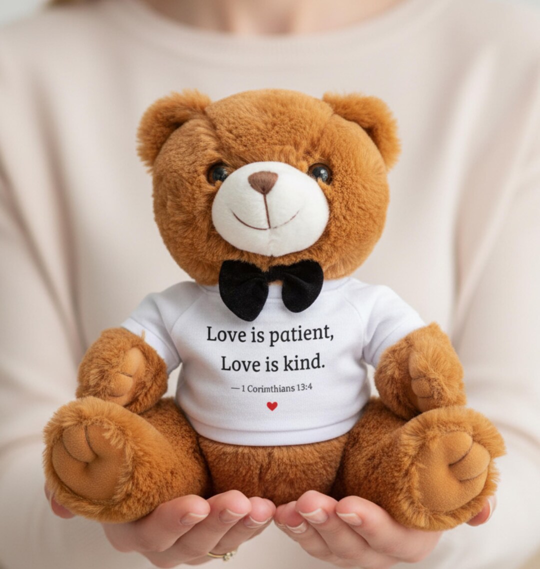 Christian Teddy Bear, Love is Patient Bible Verse Plush - Etsy