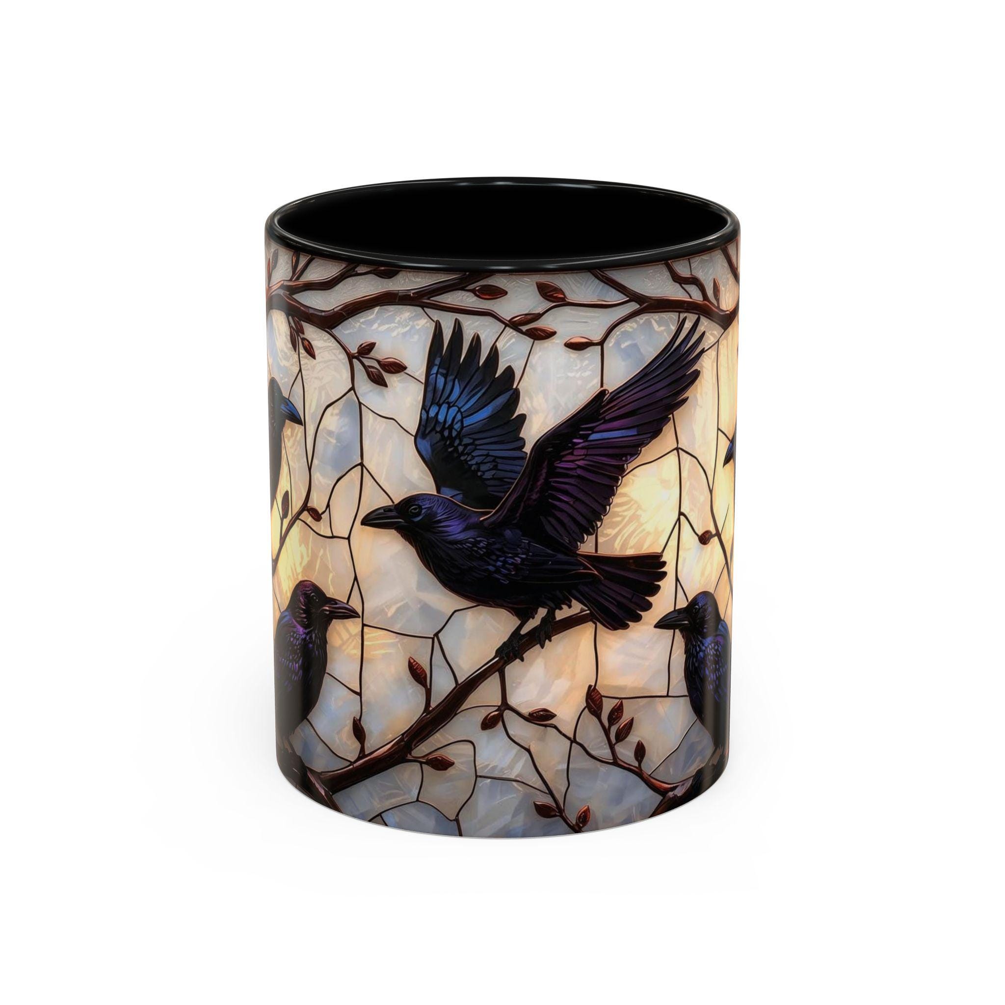 Raven Stained Glass Mug, Witchy Gothic Coffee Cup, Bird Lover Gift - Etsy