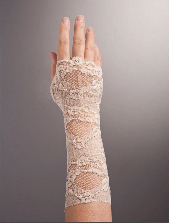 Cream lace gloves store