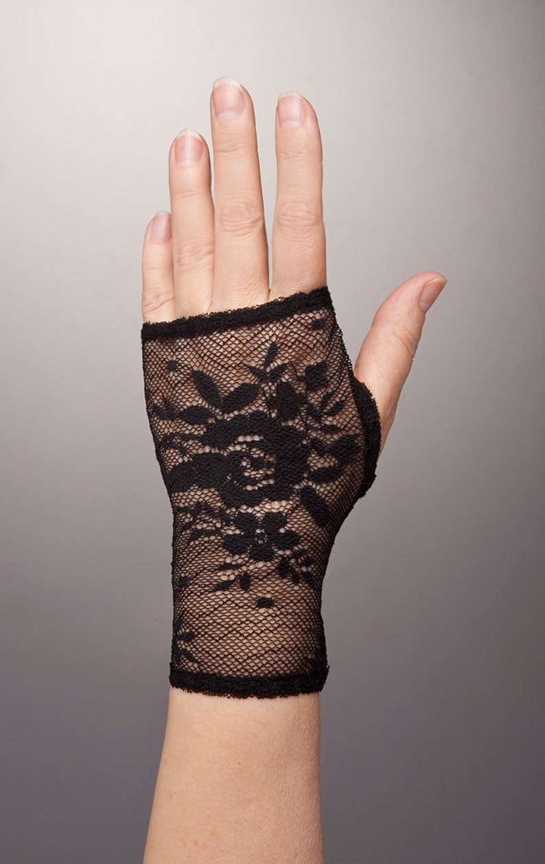 Simple Short BLACK Fingerless Gloves Black Short Gloves Lace - Etsy