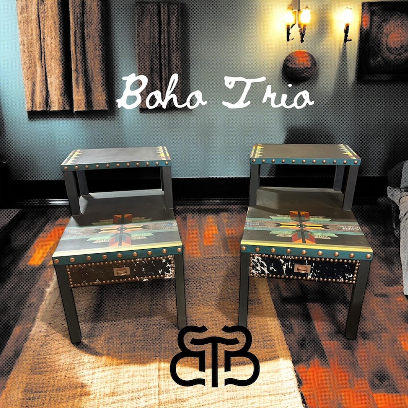 Handcrafted Coffee Table Living Room Tribal Pattern Santa Fe Style ...