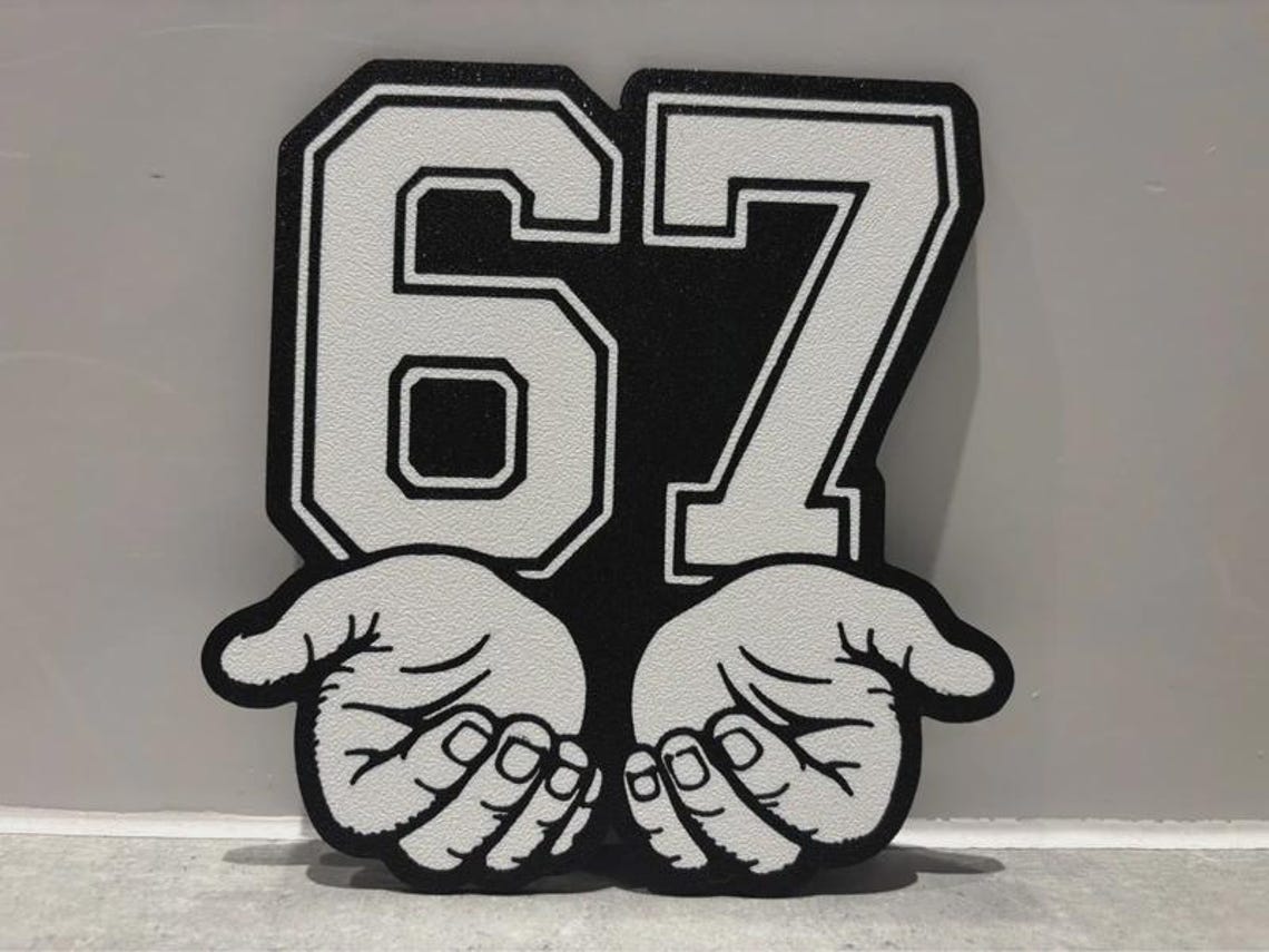 3D Printed “67 Hands” Sign – Viral Meme Decor for Kids, Teens & Gaming ...