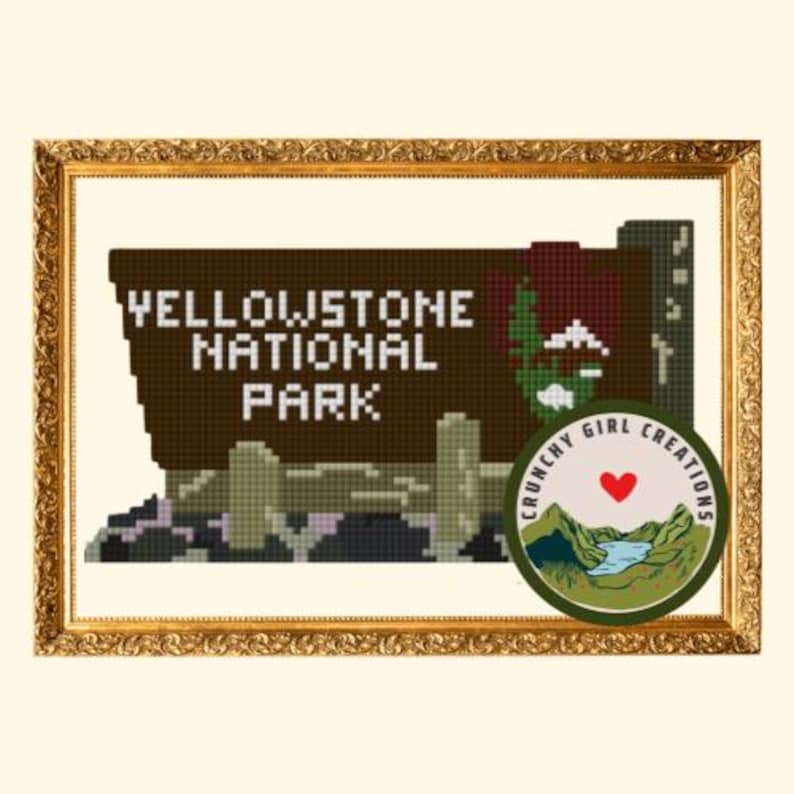 Yellowstone National Park Sign - Cross Stitch Pattern (PDF) - Etsy