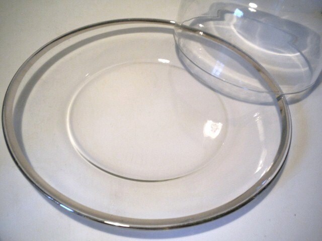 Vintage Silvered Rimmed Plate With Glass Dome Midcentury Modern Mad Men ...