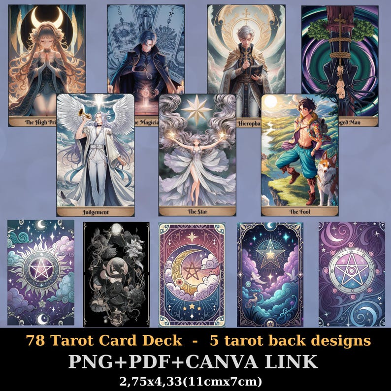 Anime Tarot Deck,printable Tarot Deck, Tarot Cards, Digital Tarot - Etsy